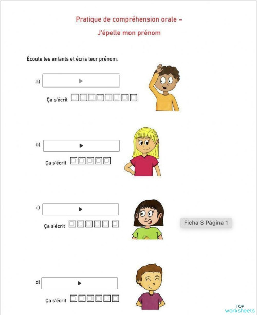 ÉPELER MON PRÉNOM. Fiche interactive | TopWorksheets