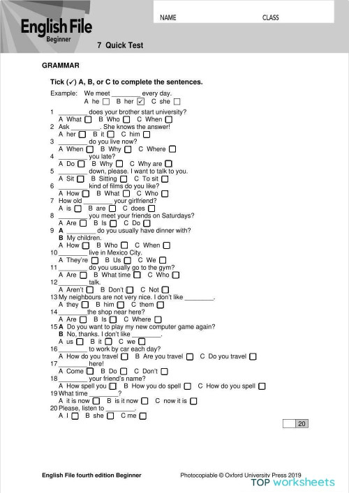Multiple choice unit 7. Interactive worksheet | TopWorksheets