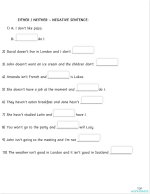 Either Neither. Bài tập tương tác | TopWorksheets