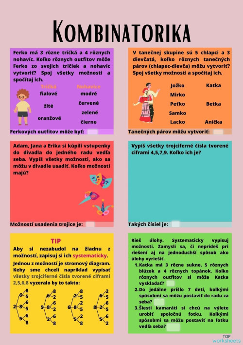 KOmbinatorika. Interactive worksheet | TopWorksheets