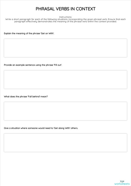 PHRASAL VERBS IN CONTEXT. Interactive worksheet | TopWorksheets