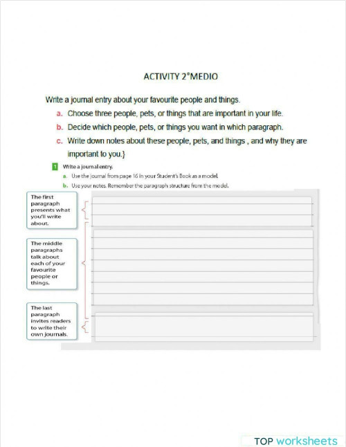 Journal entry. Interactive worksheet | TopWorksheets