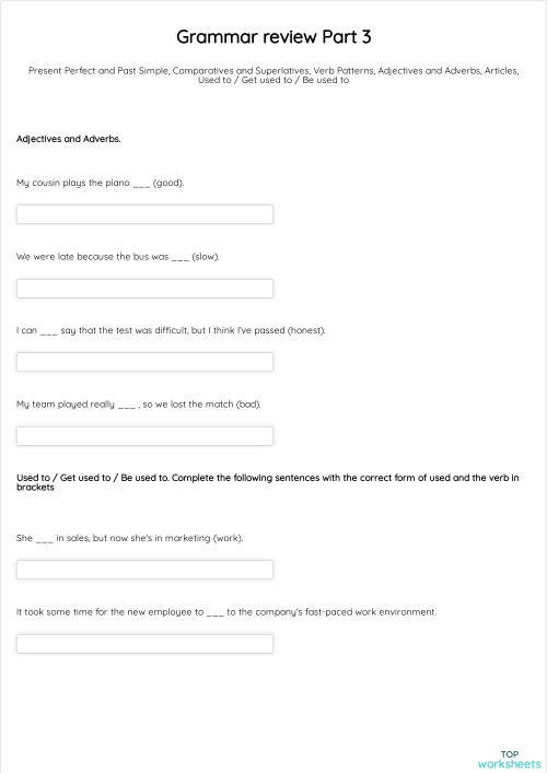 Grammar review Part 3. Interactive worksheet | TopWorksheets