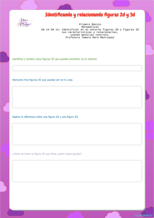 Identificando y relacionando figuras 2d y 3d. Ficha interactiva ...