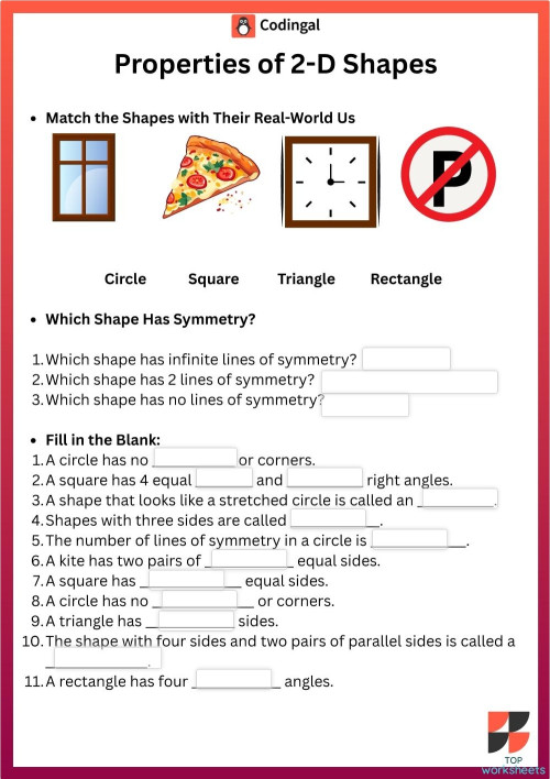 M_G05M19L55_WC02_Properties_of_Two-Dimensional_Shapes_2. Interactive worksheet | TopWorksheets
