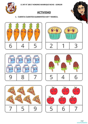 Conteo de objetos. Ficha interactiva | TopWorksheets