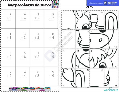 ROMPECABEZA DE SUMA. Ficha interactiva | TopWorksheets