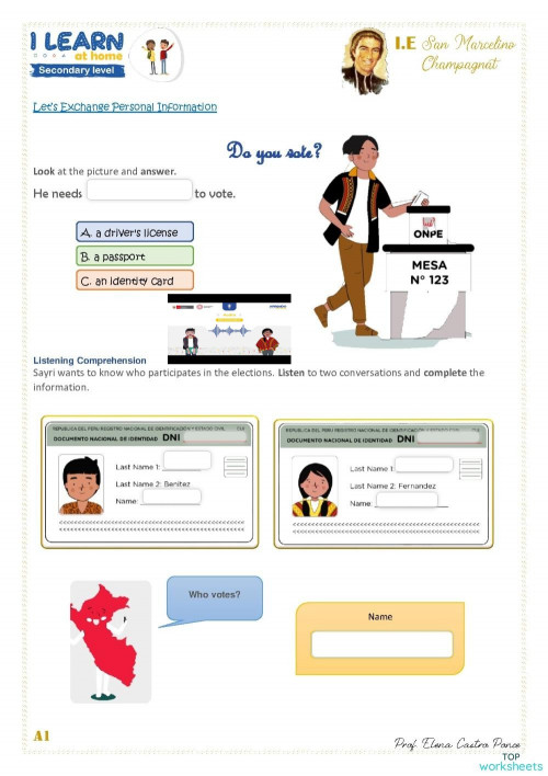 A1 Do you vote?. Interactive worksheet | TopWorksheets