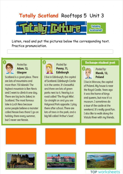 Totally Scotland Rooftops 5 Unit 3. Interactive worksheet | TopWorksheets