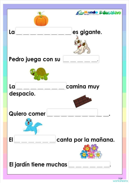 completa oraciones 1. Ficha interactiva | TopWorksheets