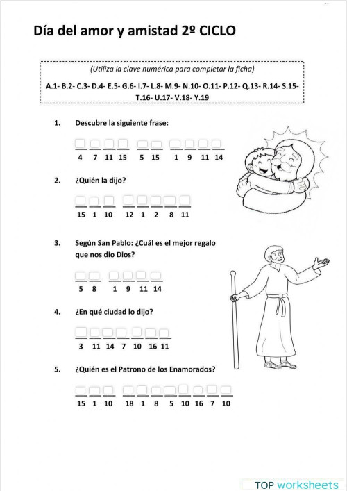 Ficha amor y amistad. Ficha interactiva | TopWorksheets