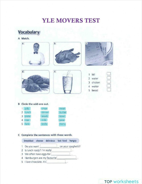 YLE Movers Test. Interactive worksheet | TopWorksheets