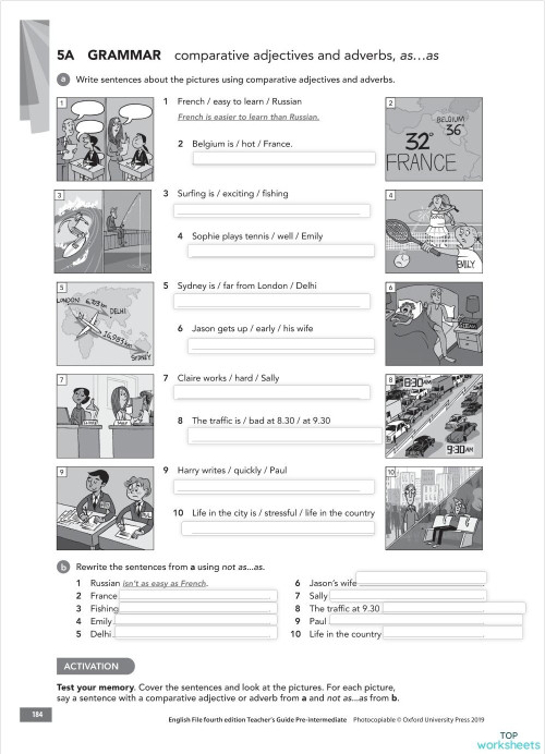 PGE 5A: comparative adjectives and adverbs. Interactive worksheet ...