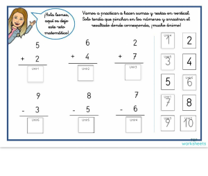 Sumas y restas en vertical. Ficha interactiva | TopWorksheets