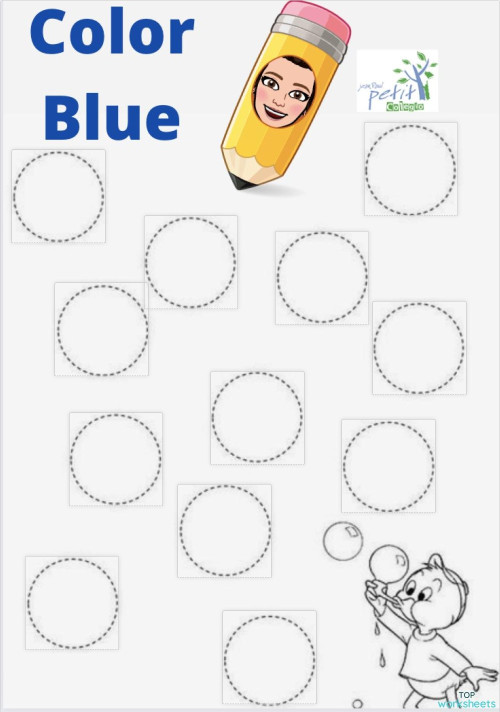 COLOR BLUE SHAPE. Interactive worksheet | TopWorksheets