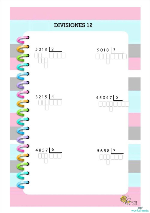 CUADRO DE DIVISIONES. Ficha interactiva | TopWorksheets