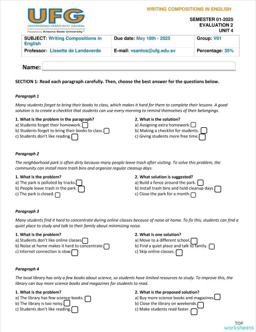 Problem - Solution. Interactive worksheet | TopWorksheets