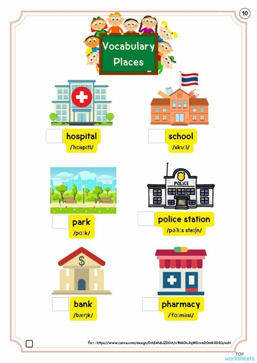 vocabulary places. Interactive worksheet | TopWorksheets