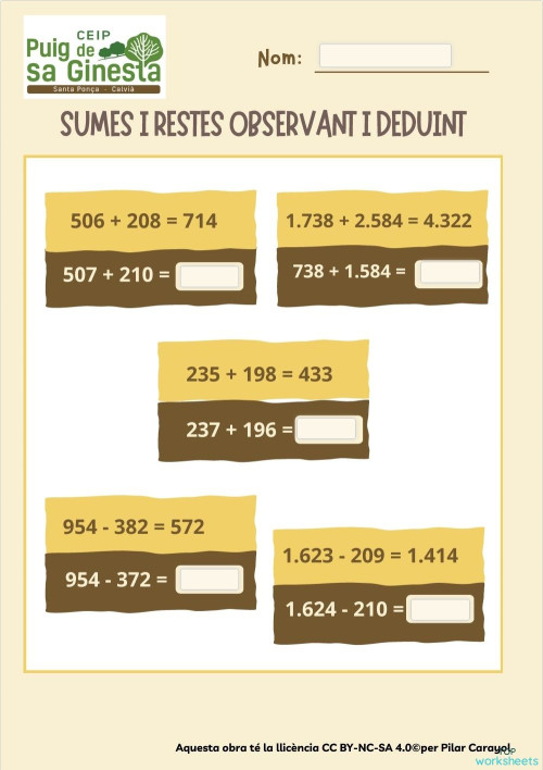 S6: Sumem i restem. Fitxa interactiva | TopWorksheets