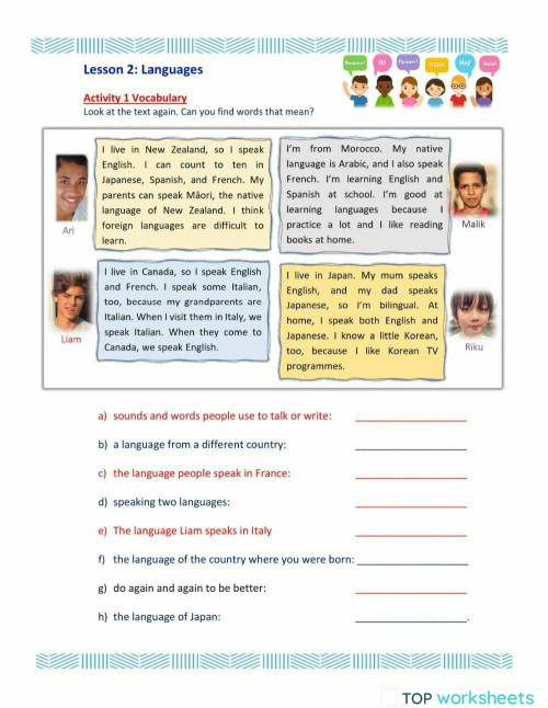 Access 8 - T2 - U7 - L2 - Act 1 B Vocabulary. Interactive worksheet ...