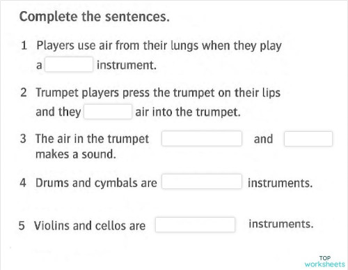 Sound and music part 5. Interactive worksheet | TopWorksheets