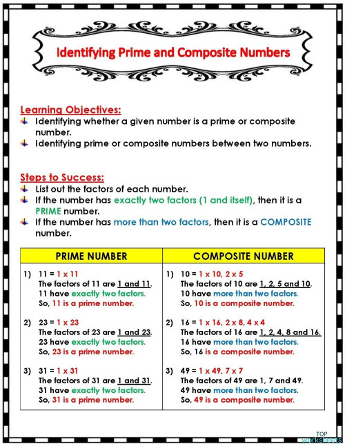 Yr 6C - Prime and Composite Numbers. Interactive worksheet | TopWorksheets
