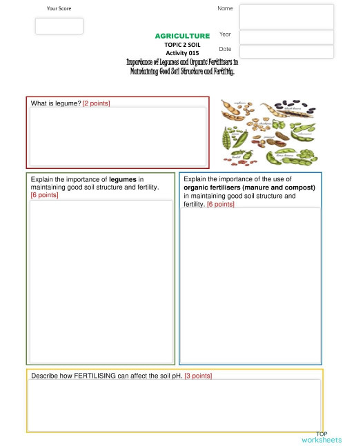 Activity 015 Importance of legumes & organic fertilisers in maintaining ...