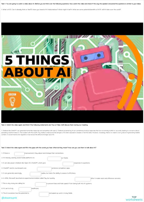 SC: 5 things you really need to know about AI. Interactive worksheet ...