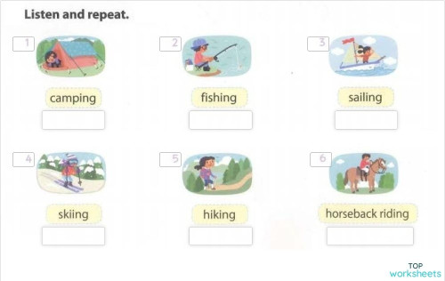 Let’s go camping (dictation). Interactive worksheet | TopWorksheets