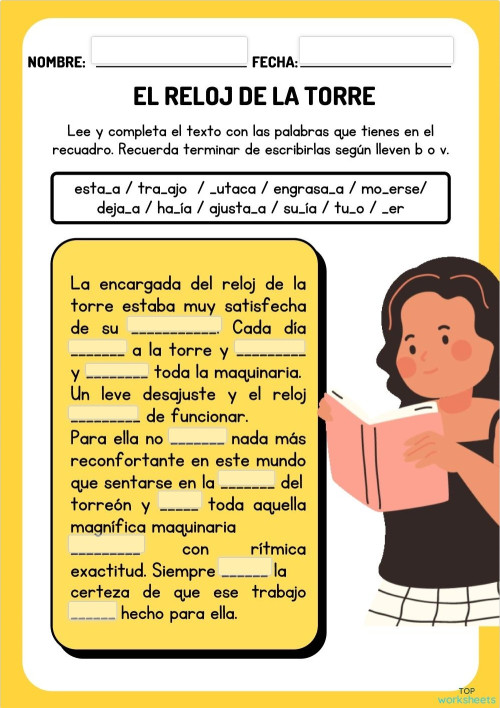 Texto la B y la V (Copia). Ficha interactiva | TopWorksheets