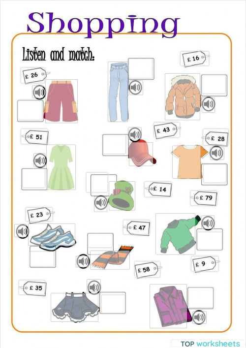 Shopping. Interactive worksheet | TopWorksheets