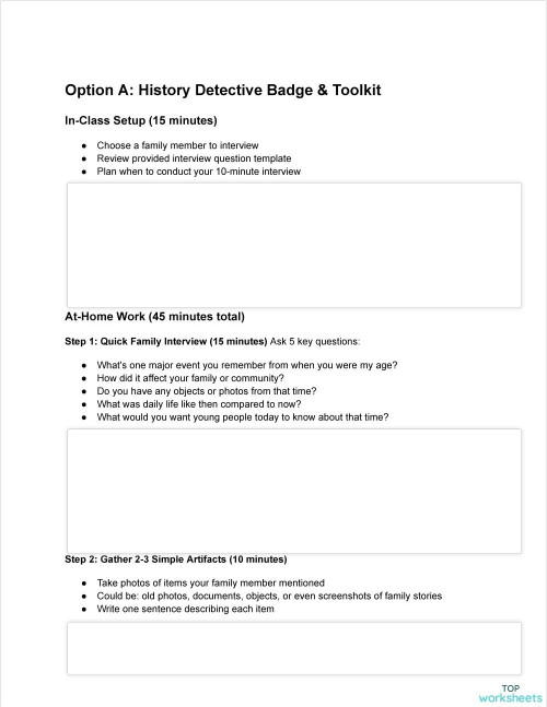 History Detective Toolkit Guide. Interactive worksheet | TopWorksheets