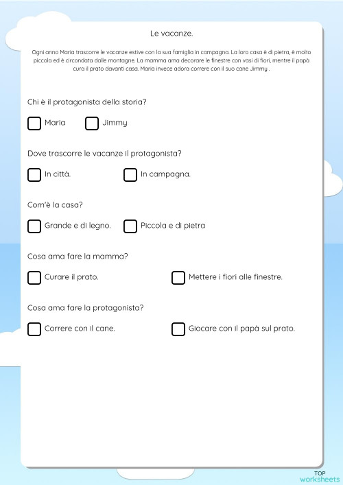 Le vacanze.. Scheda interattiva | TopWorksheets