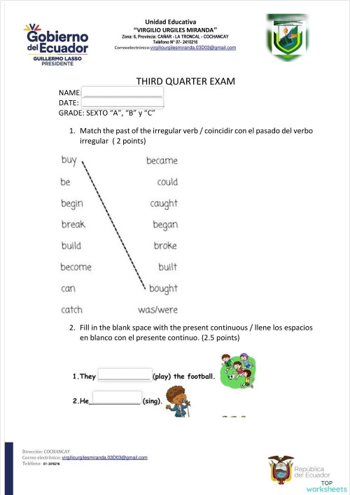 THIRD QUARTER EXAM. Ficha interactiva | TopWorksheets