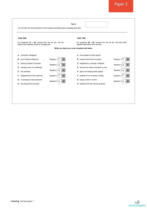 Listening Part 4. Interactive worksheet | TopWorksheets