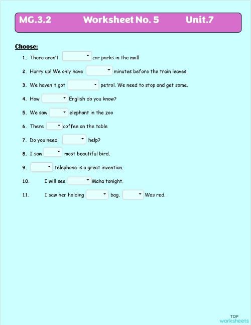 Grammar: interactive worksheets and online exercises | TopWorksheets
