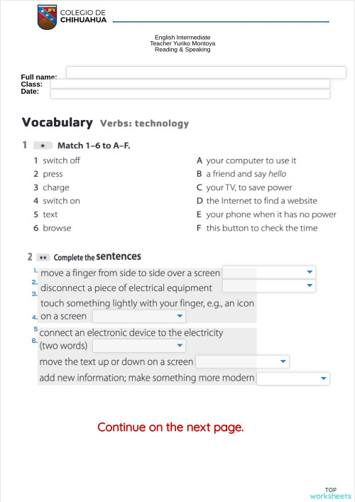 Homework 2 Partial 4 - Vocabulary practice. Interactive worksheet ...