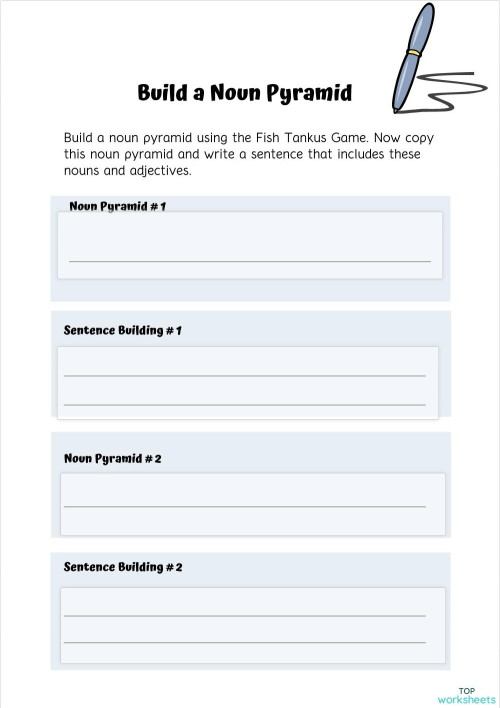 Build a Noun Pyramid. Interactive worksheet | TopWorksheets