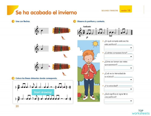 Notas musicales: fichas interactivas y ejercicios online | TopWorksheets