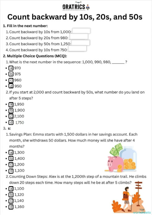 Counting DDD. Interactive worksheet | TopWorksheets