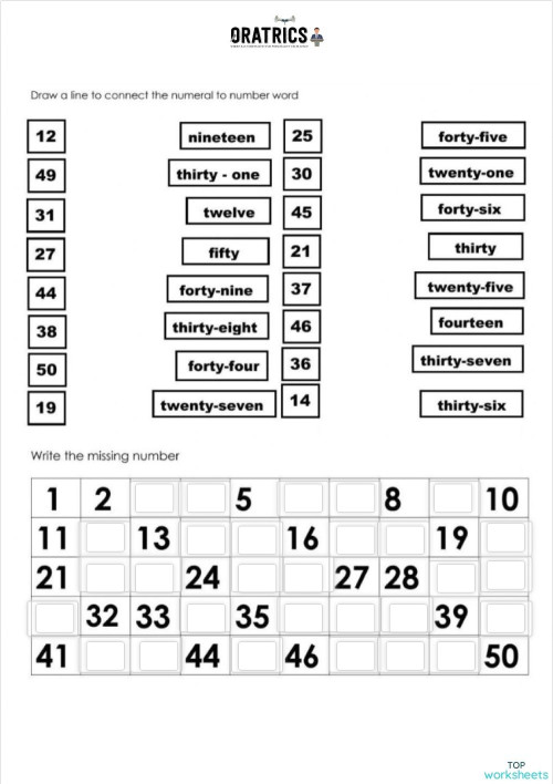 Draw And Write Numbers. Interactive worksheet | TopWorksheets