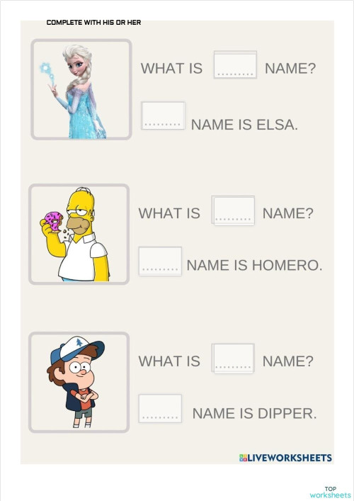 HIS HER 2 HOMEWORK. Interactive worksheet | TopWorksheets