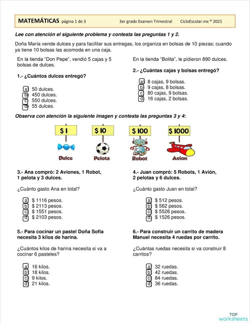 matematica 3er grado. Ficha interactiva | TopWorksheets