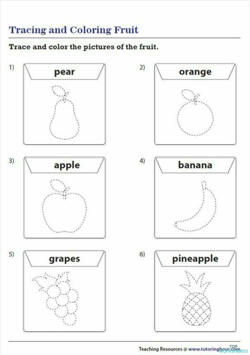 Tracing the fruits. Interactive worksheet | TopWorksheets