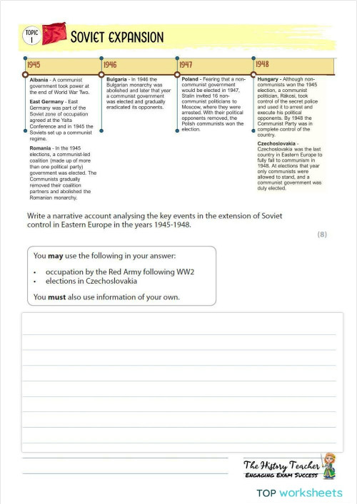 Narrative Account - Soviet Expansion. Interactive worksheet | TopWorksheets