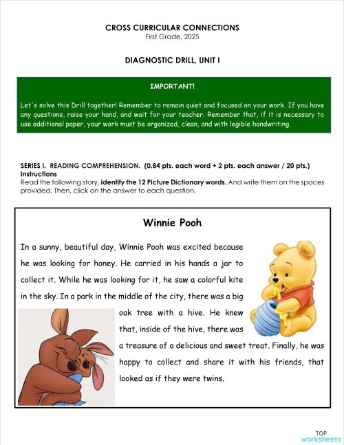 FIRST GRADE UNIT#1 CROSS CURRICULAR DD. Interactive worksheet ...