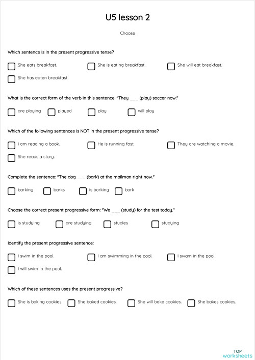 U5 lesson 2. Interactive worksheet | TopWorksheets