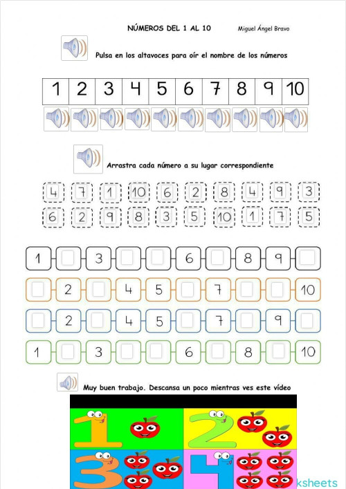 NÚMEROS 1 AL 10. Ficha interactiva | TopWorksheets