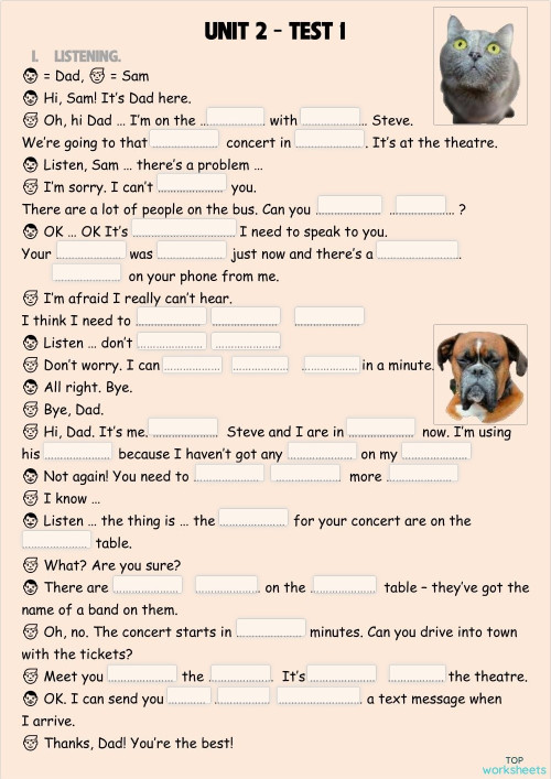 GRADE 7 - UNIT 2 - TEST. Interactive worksheet | TopWorksheets