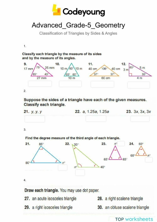 Advanced Classification Of Triangles By Angles Interactive Interactive